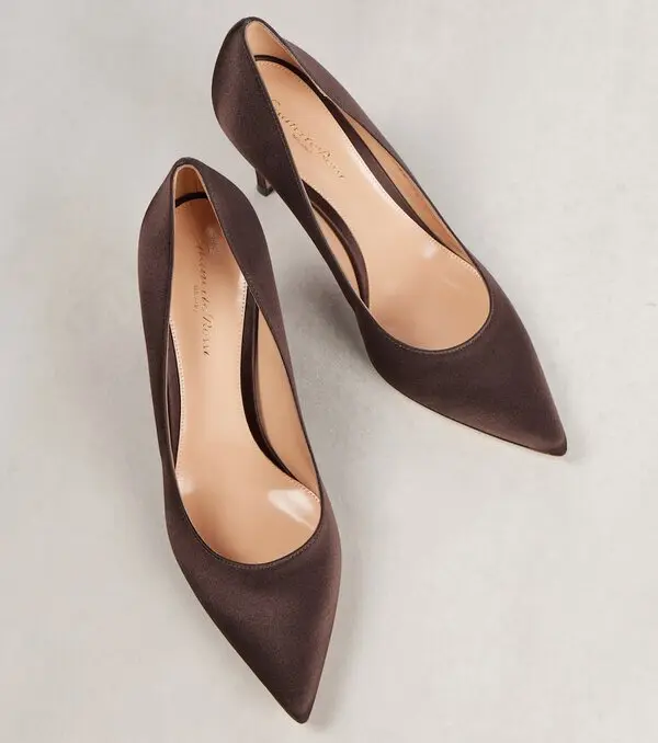 GIANVITO ROSSI 85 Satin Pumps - Brown