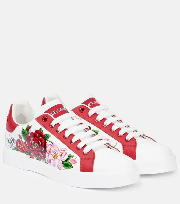 Dolce & Gabbana Floral Leather Sneakers - Multicoloured