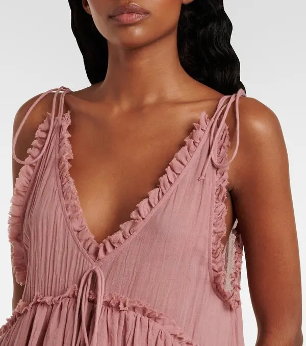 Attico Ruffled Cotton Gauze Minidress - Pink