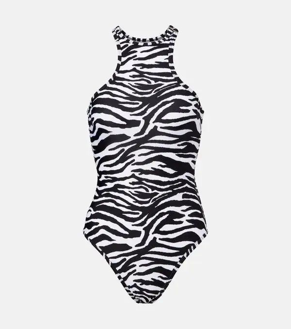 Attico Zebra-print Swimsuit - Black