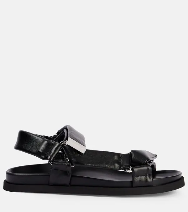 Attico Salinas Leather Sandals - Black