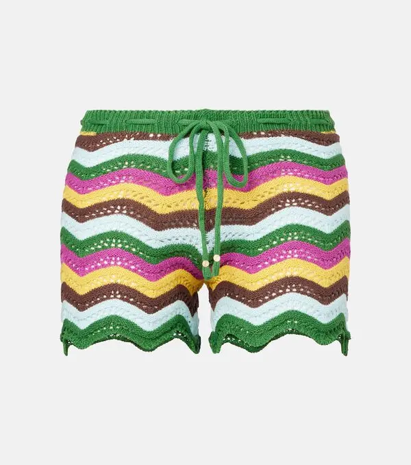 BANANHOT Kim Striped Crochet Cotton-blend Shorts - Multicoloured