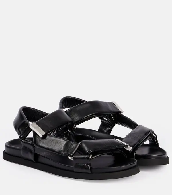 Attico Salinas Leather Sandals - Black