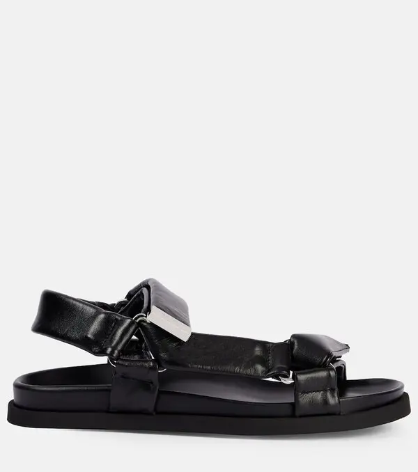 Attico Salinas Leather Sandals - Black