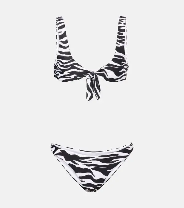 Attico Zebra-print Bikini - Black