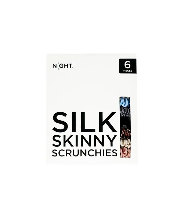 NIGHT 100% Silk Skinny Scrunchies 6-pack - Variety