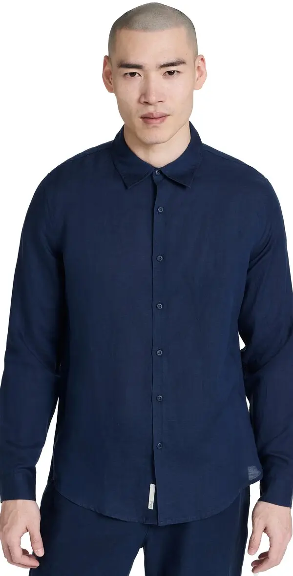 Onia Air Linen Long Sleeve Shirt - Deep Navy