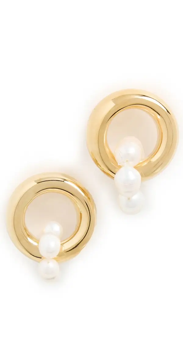 MAYAMAR Bold And Pearl Earrings - Gold