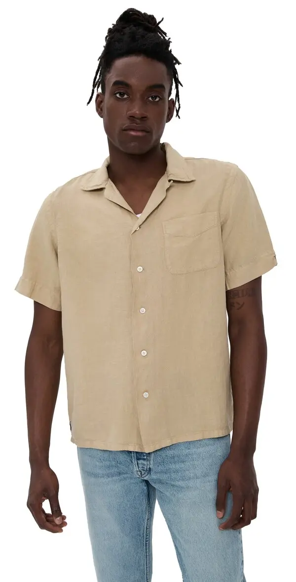 Ralph Lauren Andy Slubbed Linen Camp Shirt - Coastal Beige