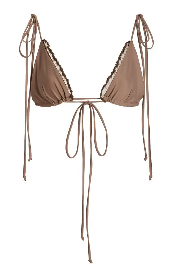 MARE PERPETUA Frill Bikini Top - Brown