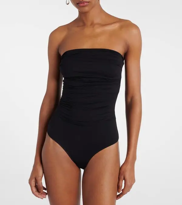 AGOLDE Gwyneth Ruched Open-back Bodysuit - Black