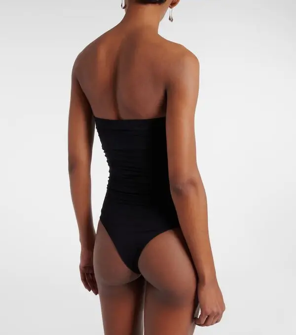 AGOLDE Gwyneth Ruched Open-back Bodysuit - Black