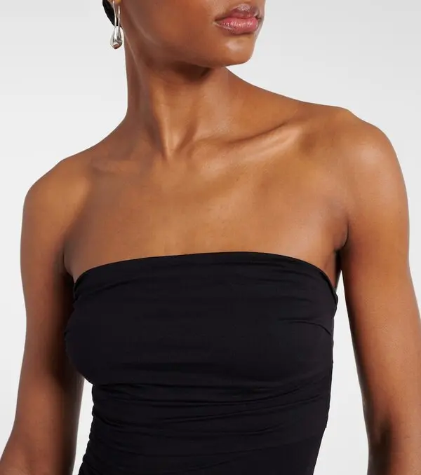 AGOLDE Gwyneth Ruched Open-back Bodysuit - Black