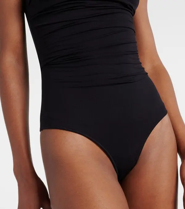 AGOLDE Gwyneth Ruched Open-back Bodysuit - Black