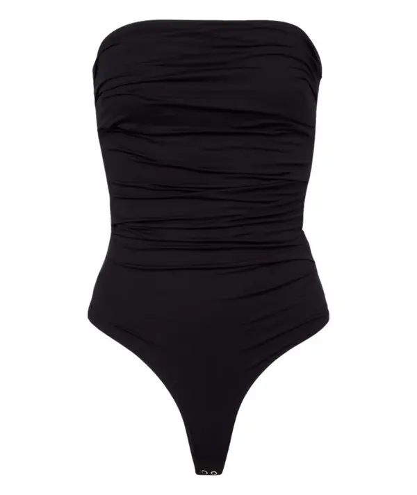 AGOLDE Gwyneth Ruched Open-back Bodysuit - Black