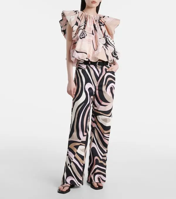 Emilio Pucci Marmo Printed Straight Pants - Multicoloured