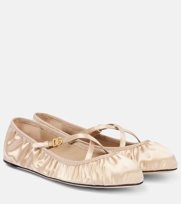 Dolce & Gabbana Vally Satin Ballet Flats - Metallic
