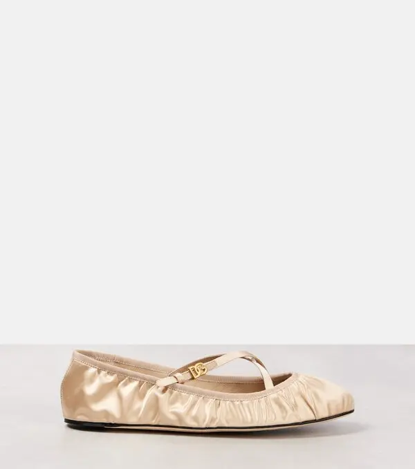 Dolce & Gabbana Vally Satin Ballet Flats - Metallic