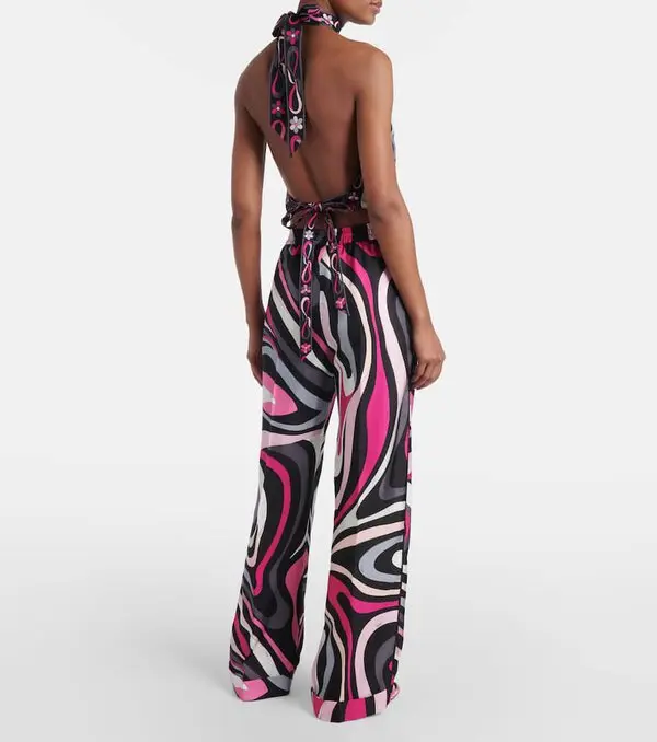 Emilio Pucci Marmo Silk Twill Straight Pants - Multicoloured