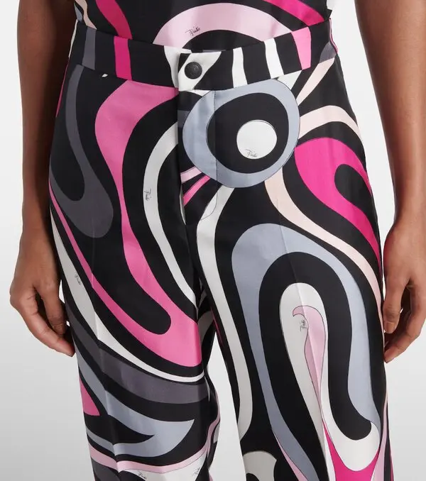 Emilio Pucci Marmo Silk Twill Straight Pants