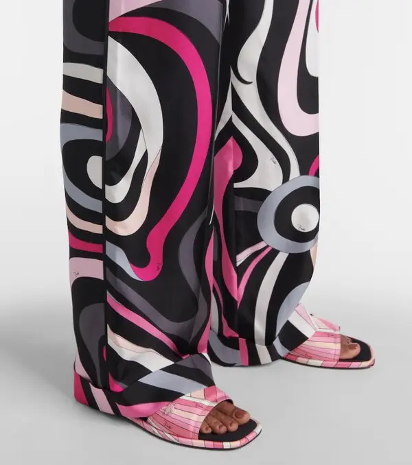 Emilio Pucci Marmo Silk Twill Straight Pants