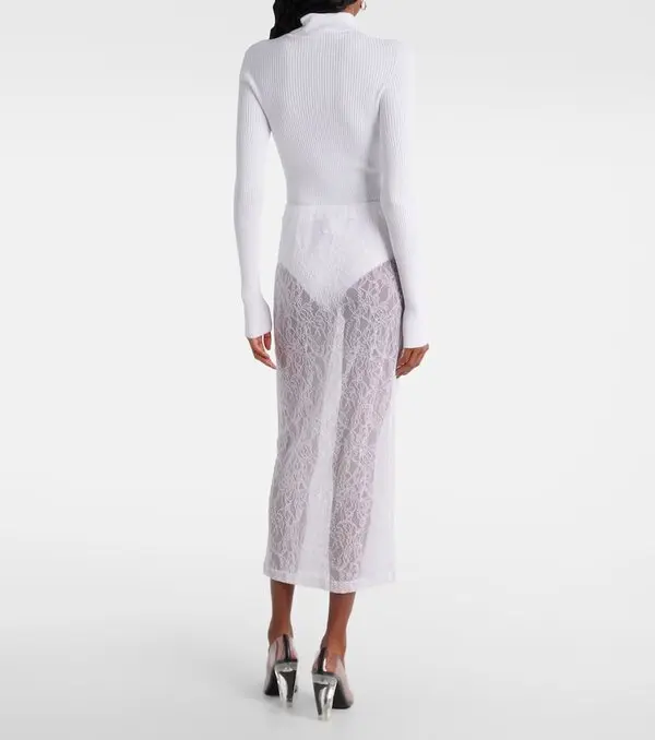 Wardrobe.NYC - Sheer Lace Midi Skirt