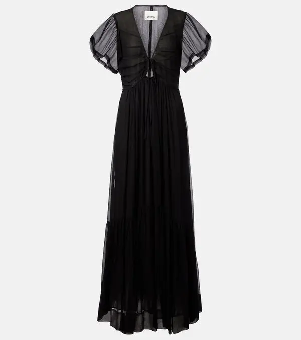 Isabel Marant Étoile Agathe Gathered Silk Maxi Dress