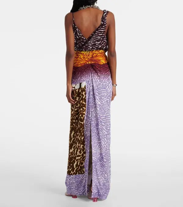 Dries Van Noten Printed Silk Midi Skirt - Multicoloured