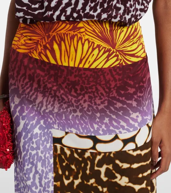 Dries Van Noten Printed Silk Midi Skirt - Multicoloured