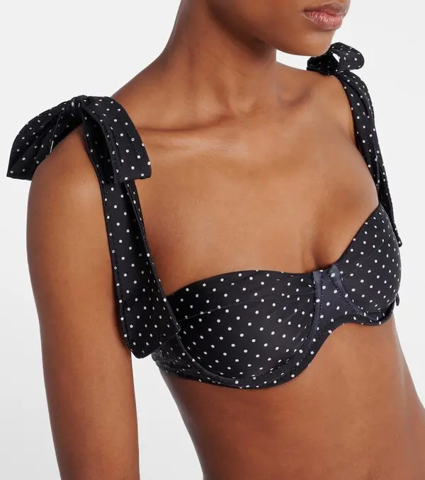 SAME Polka Dot Bikini Top - Black
