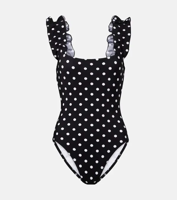 KARLA COLLETTO Polka-dot Ruffled One-piece Swimsuit - Black