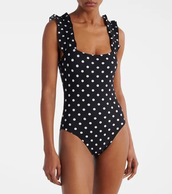 KARLA COLLETTO Polka-dot Ruffled One-piece Swimsuit