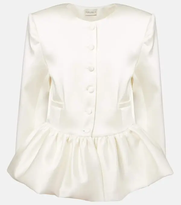THE NEW ARRIVALS ILKYAZ OZEL Meringue Ruffled Satin Jacket - White