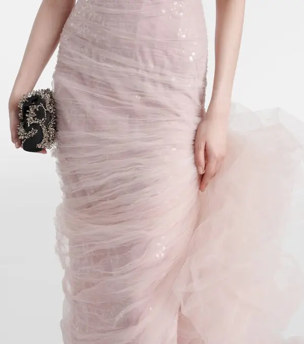 MARMAR HALIM Sequined Ruffled Tulle Gown