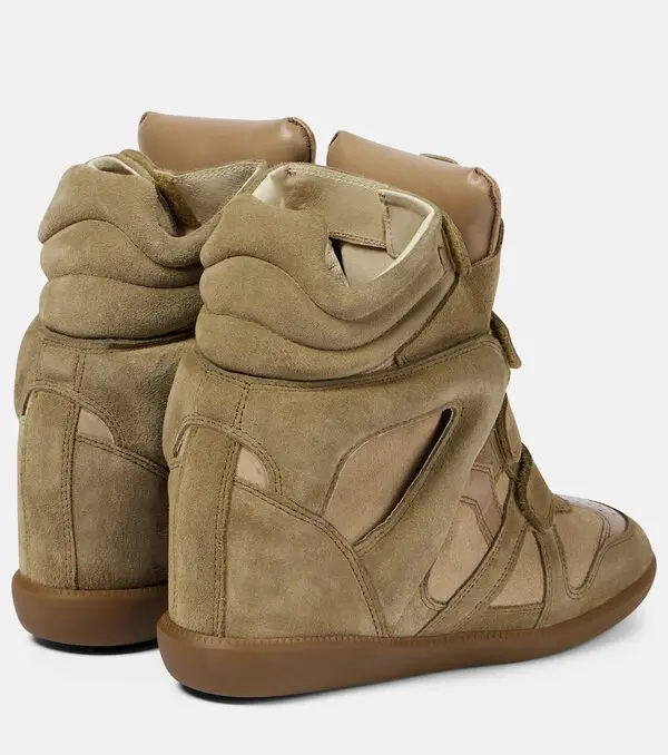 Isabel Marant Étoile Bekett Leather And Suede Wedge Sneakers - Green