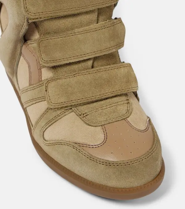 Isabel Marant Étoile Bekett Leather And Suede Wedge Sneakers - Green