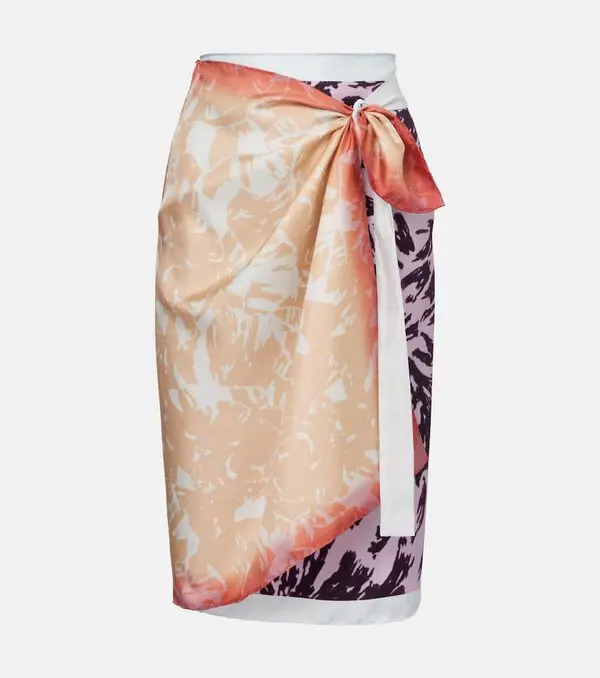 Dries Van Noten Printed Silk Wrap Skirt
