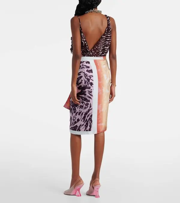 Dries Van Noten Printed Silk Wrap Skirt