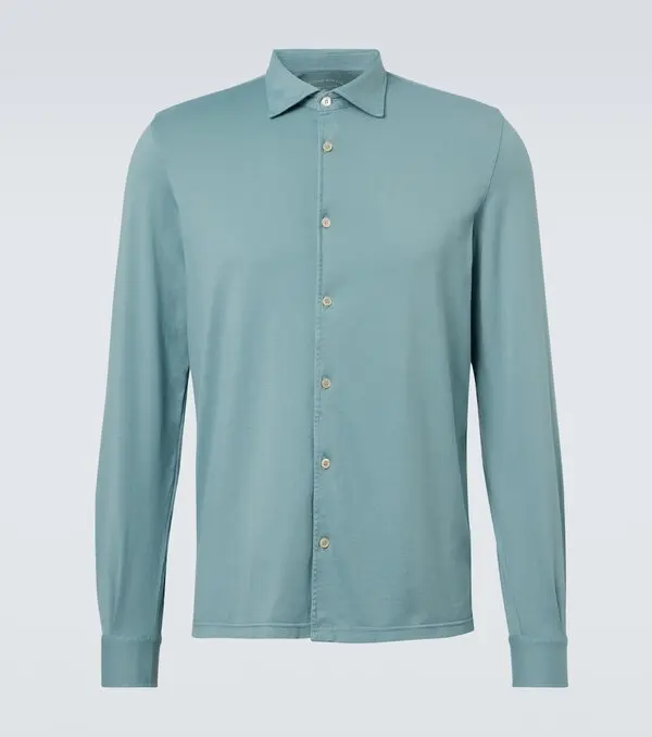 Fedeli Jason Cotton Jersey Shirt - Blue