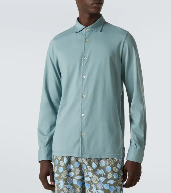 Fedeli Jason Cotton Jersey Shirt - Blue