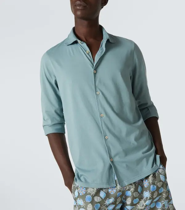 Fedeli Jason Cotton Jersey Shirt - Blue