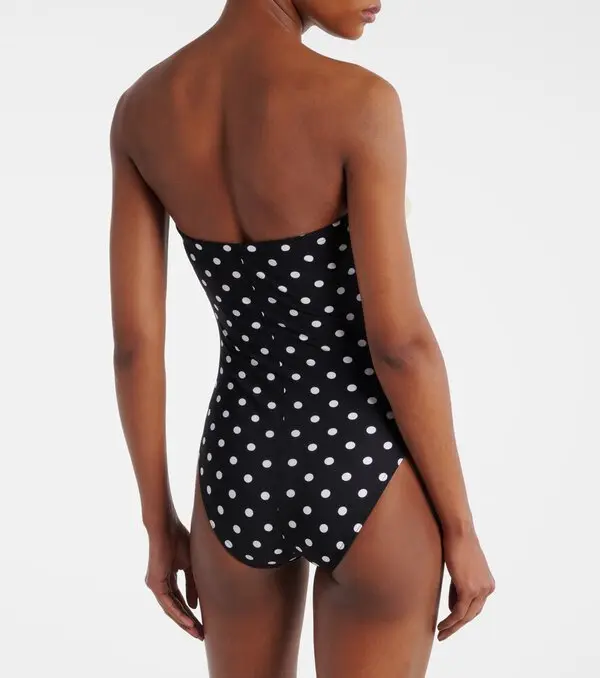 KARLA COLLETTO Floral-appliqué Polka-dot Swimsuit - Black