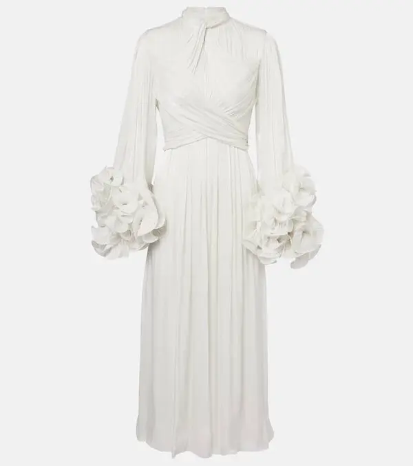 Costarellos Ruffled Pleated Gown