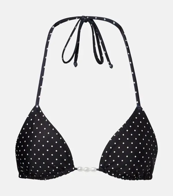 SAME Embellished Polka-dot Bikini Top - Black