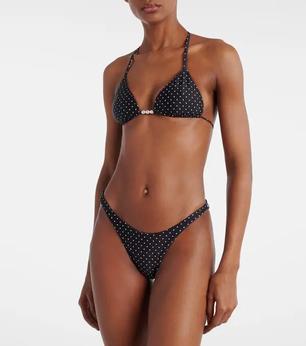 SAME Embellished Polka-dot Bikini Top