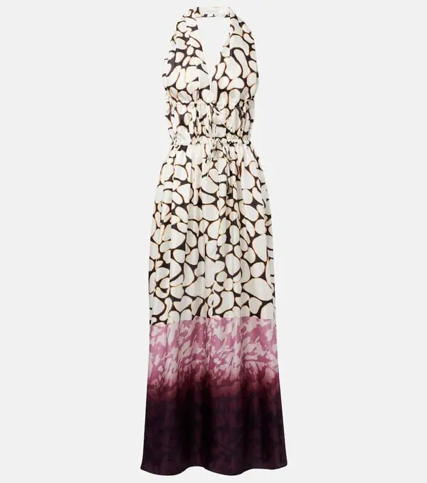 Dries Van Noten Printed Silk Twill Maxi Dress - White