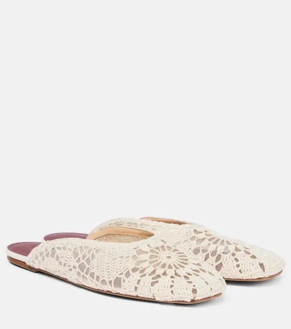 Magda Butrym Crochet Mules - White