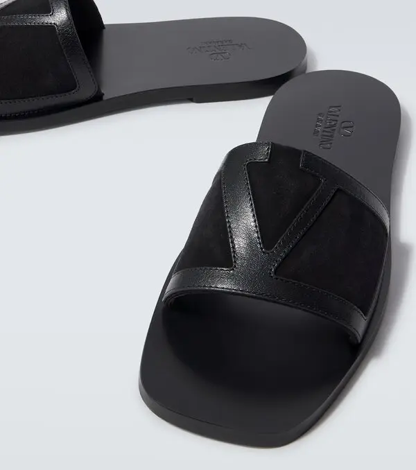 Valentino Garavani Viva Superstar Leather And Suede Slides