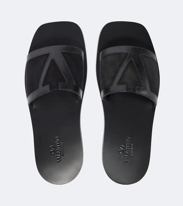 Valentino Garavani Viva Superstar Leather And Suede Slides