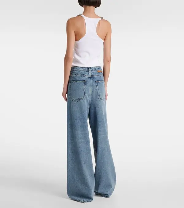 Stella McCartney Crystal-embellished Wide-leg Jeans - Blue